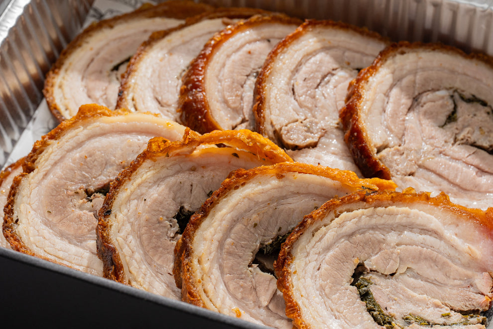 Crispy rolled pork belly – Catering by Simon Sandall